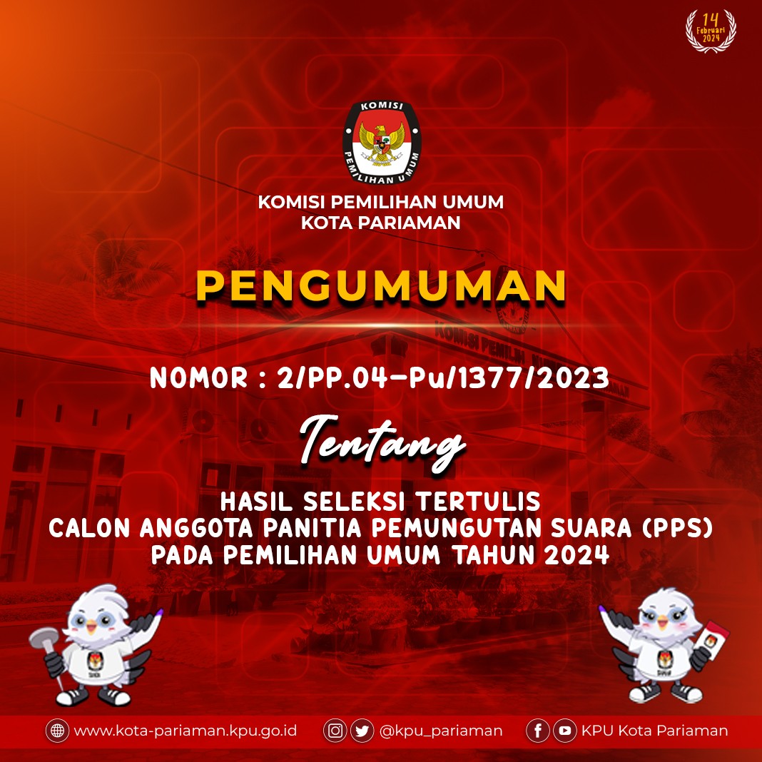 KPU KOTA-PARIAMAN - Pengumuman Hasil Seleksi Tertulis Calon Panitia Pemungutan Suara pada ...